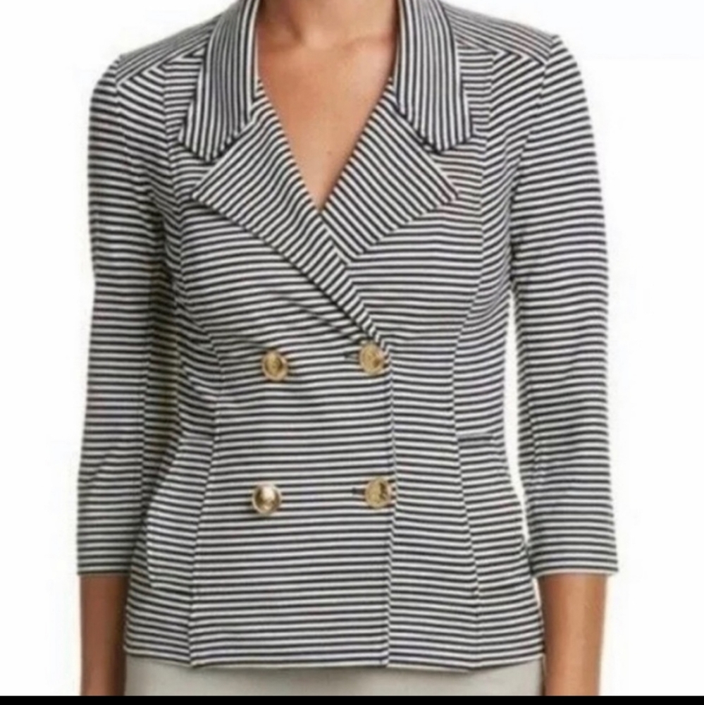 Cabi 823 Nautical Double Breasted Jacket Navy White S… - Gem